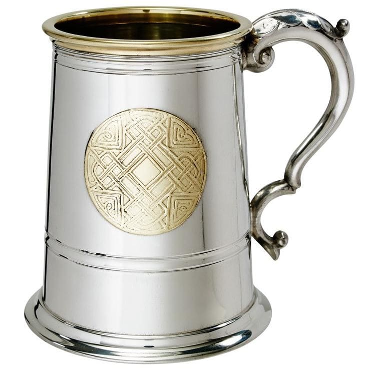 buyatankard.com - 1 Pint Celtic Gold Pewter Tankard