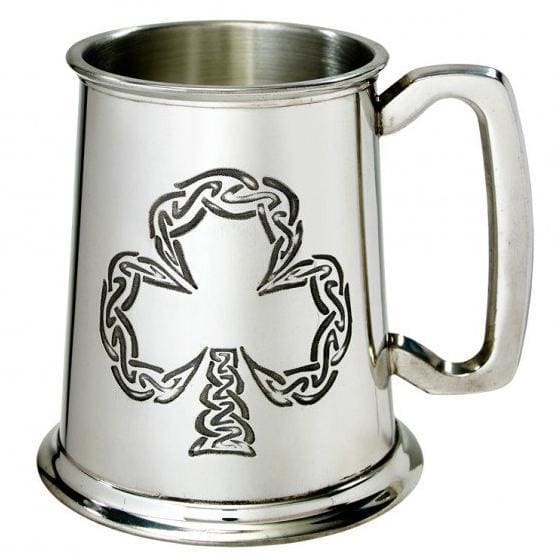 buyatankard.com - 1 Pint Irish Shamrock Pewter Tankard